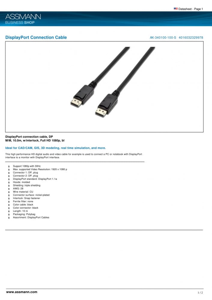 AK-340100-100-S technical document page 1