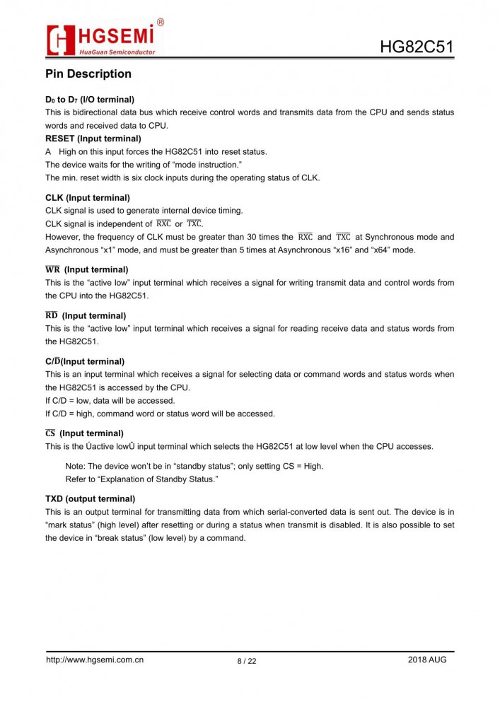 HG82C51N datasheet page 8