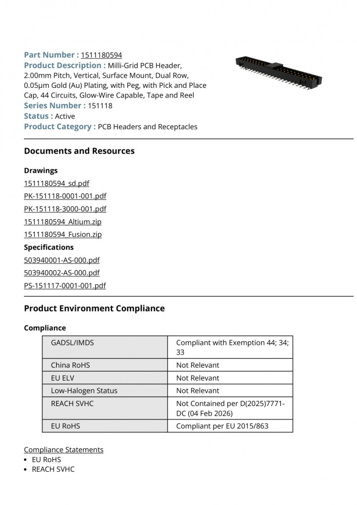 MOLEX Milli-Grid specification page 1