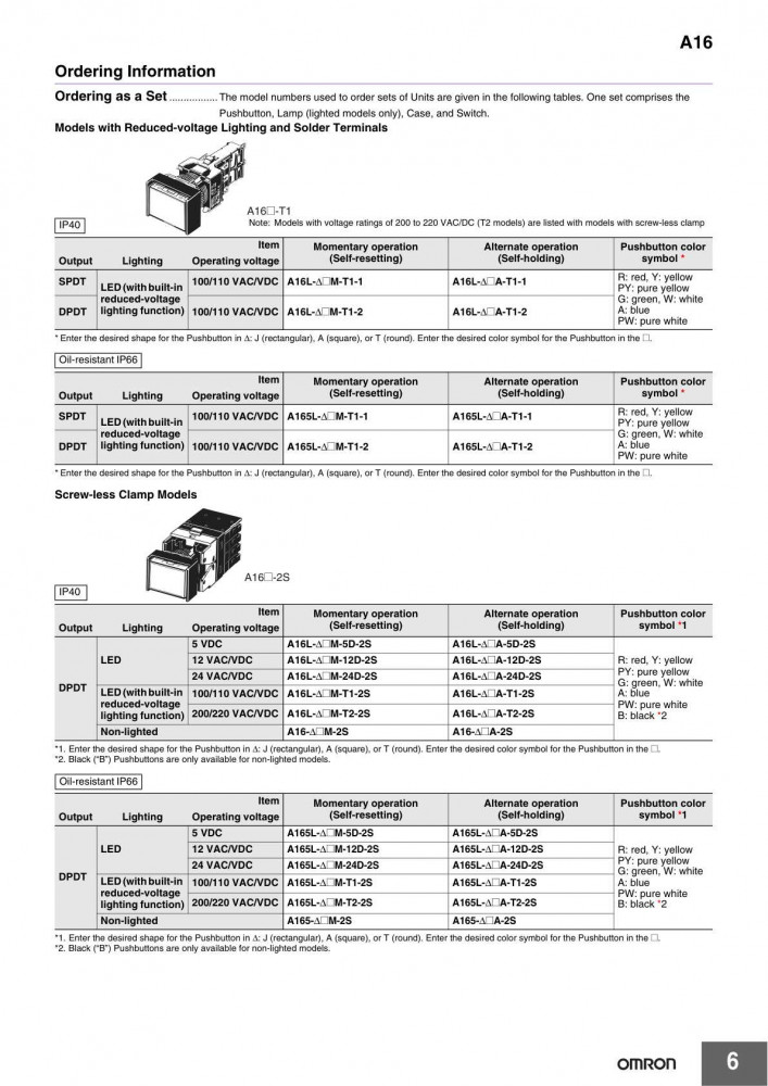 OMRON A16 A165 datasheet page 6