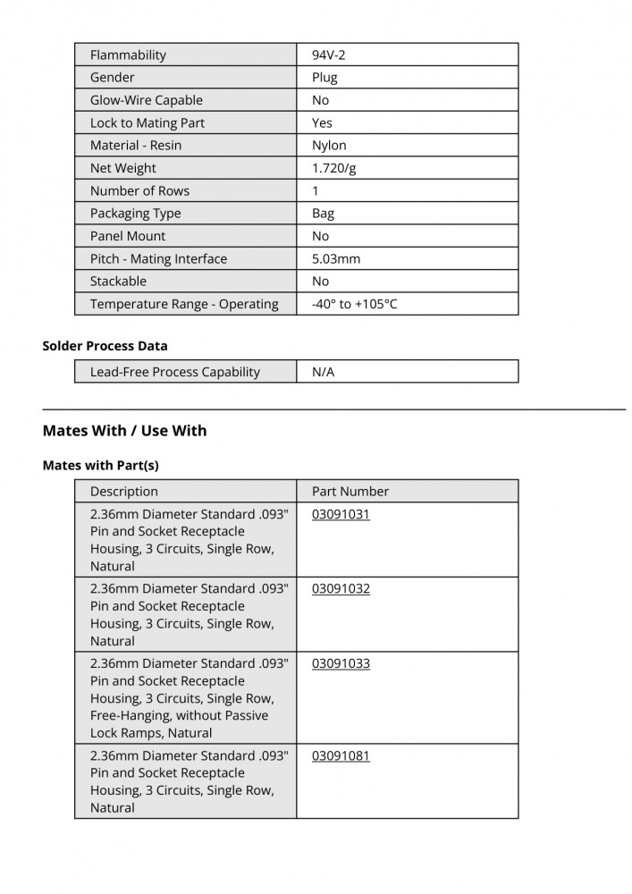 Molex .093 Standard Pin and Socket connector document page 3