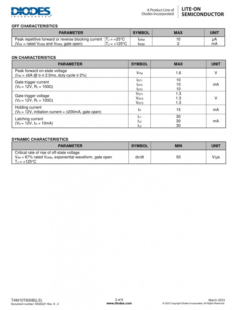 T4M10T600B datasheet page 2