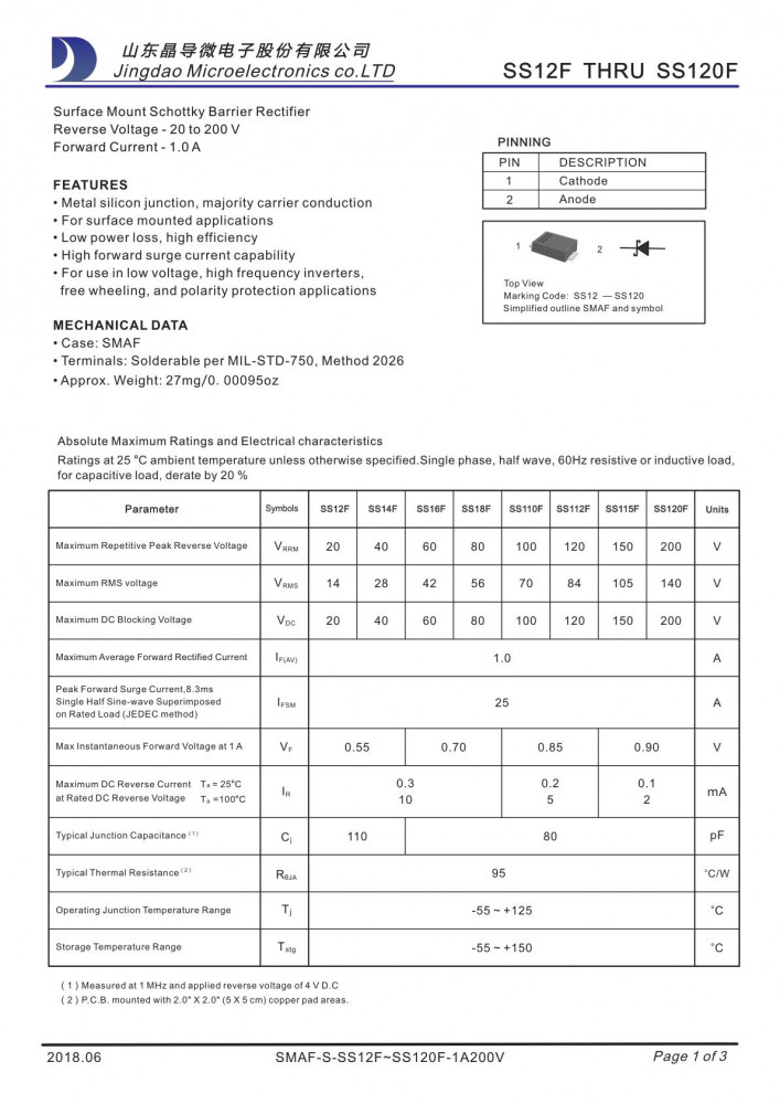 SS115F datasheet page 1