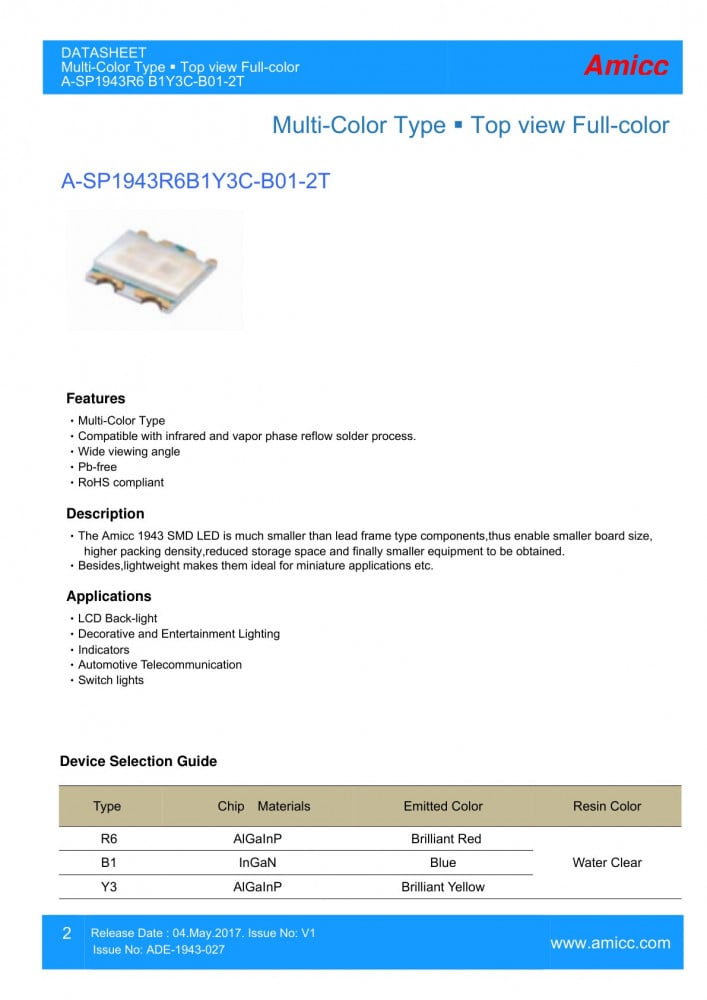 A-SP1943R6B1Y3C-B01-2T datasheet page 2