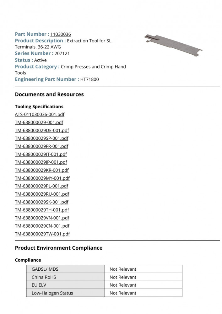 Molex SL terminal extraction instruction page 1
