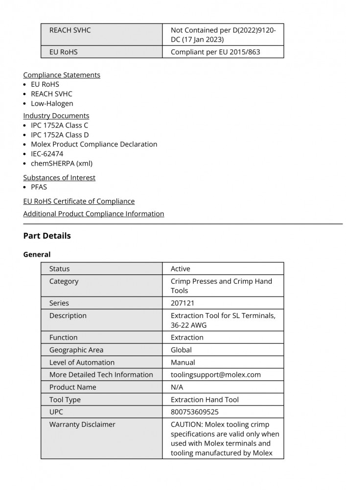 Molex SL locking tang reset instruction page 2