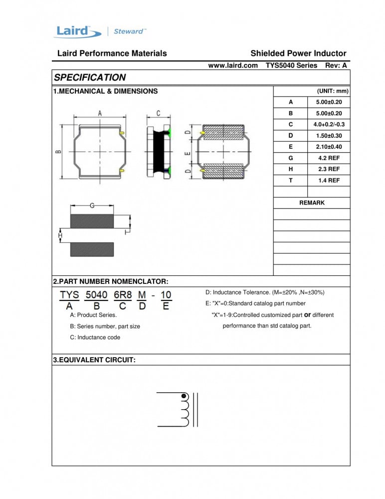Laird TYS5040 datasheet page 2