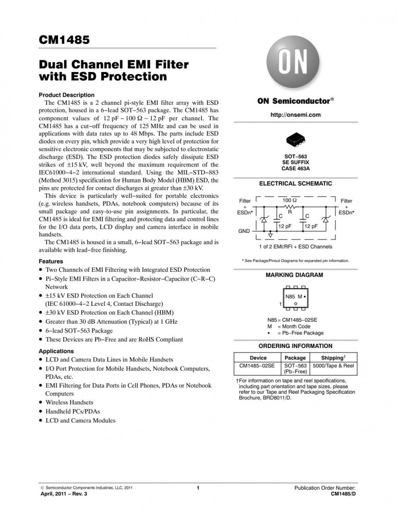 CM1485 datasheet page 1
