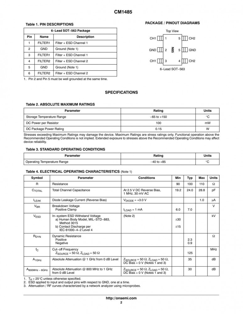 CM1485 datasheet page 2