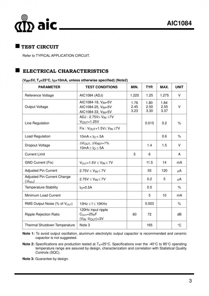AIC1084 datasheet page 3