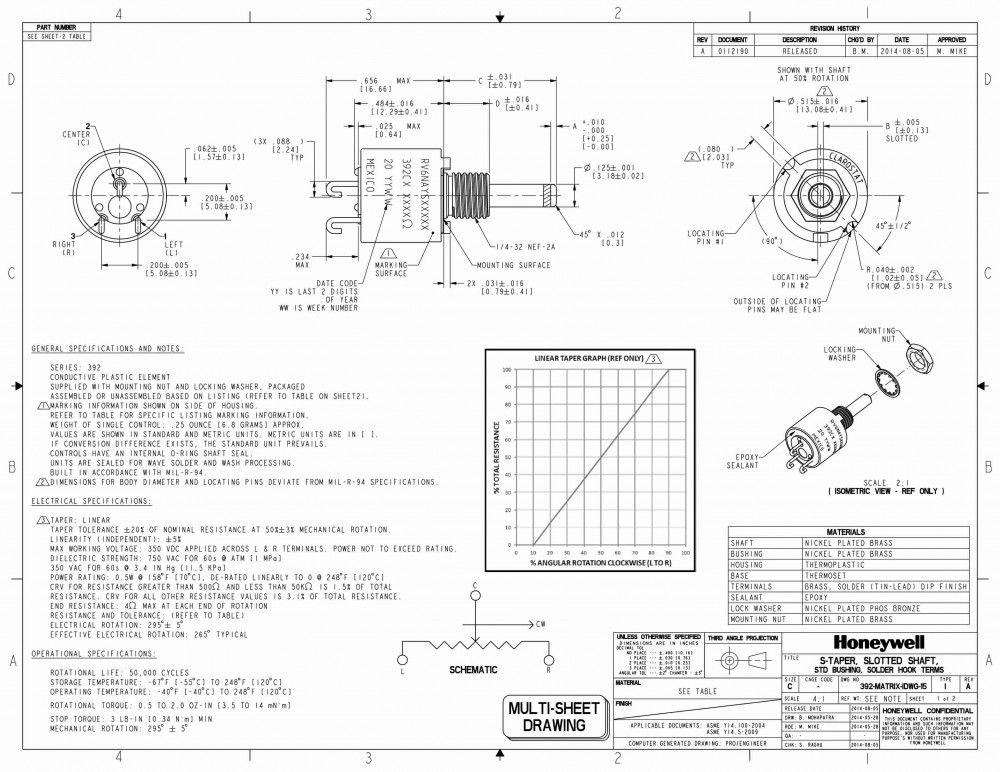Honeywell 392550K technical document page 1