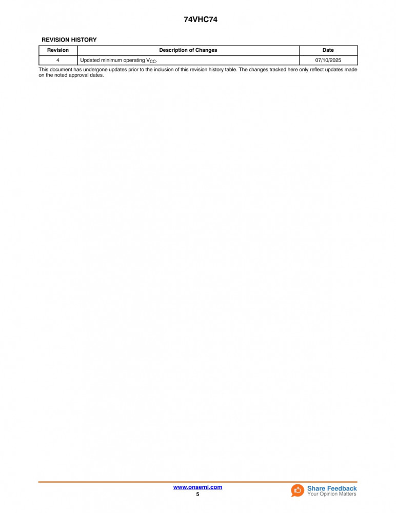 74VHC74 datasheet page 5