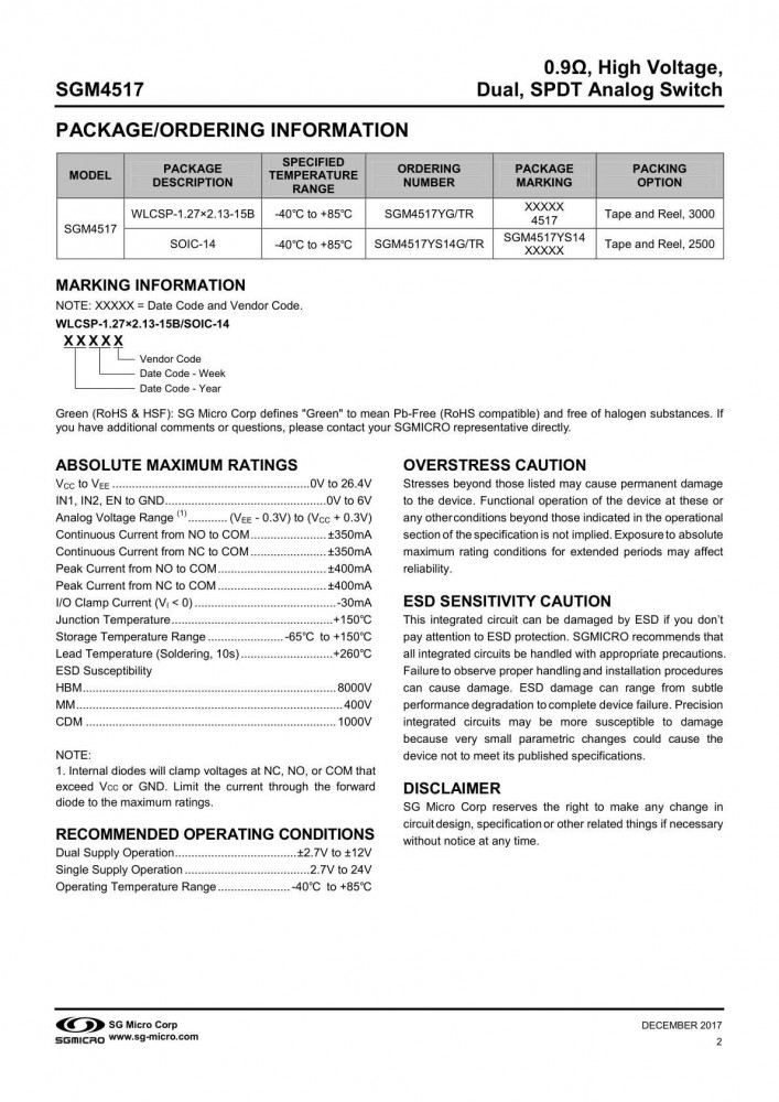 SGM4517 datasheet page 2