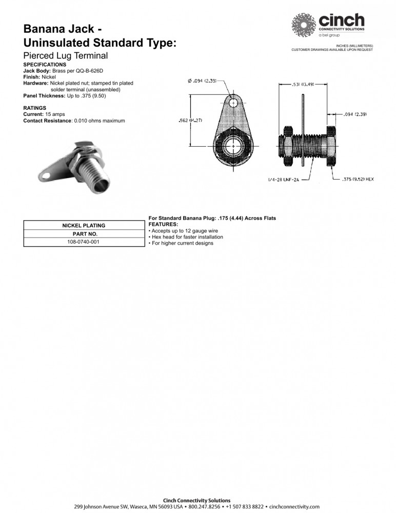 Bel Fuse 108-0740-001 technical document preview