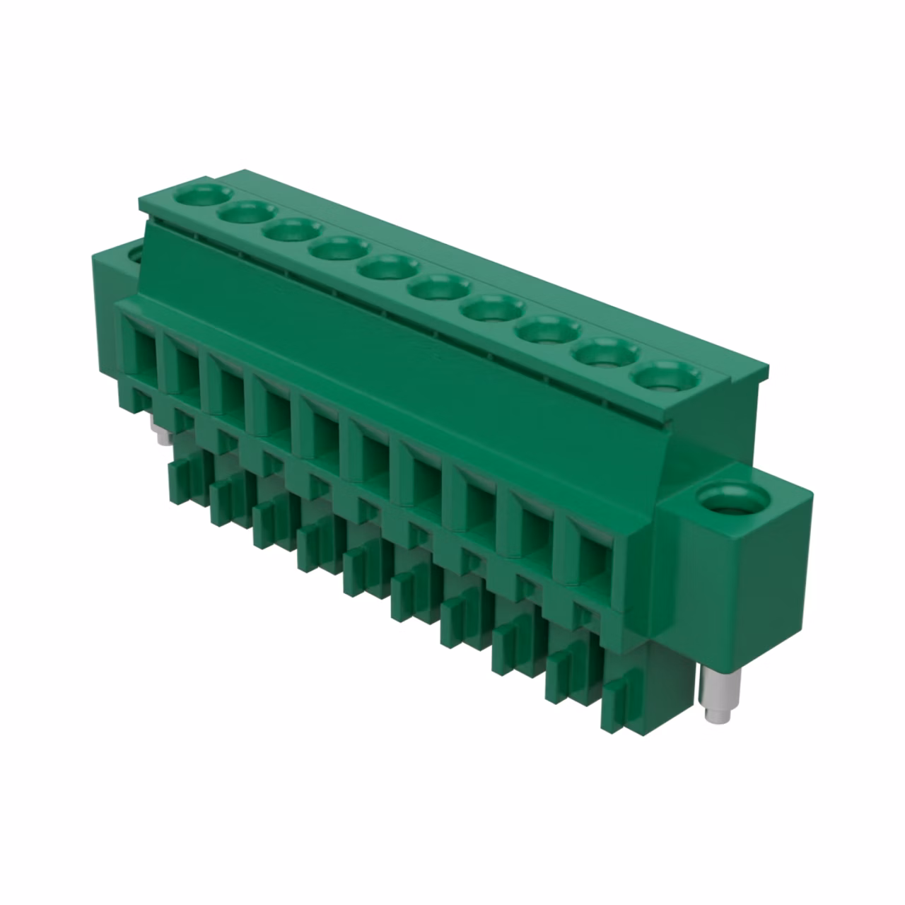 3.81mm Pitch Eurostyle Vertical Plug, with Retention Screws, Front Wire Entry, Green Housing, 10 Circuits for sale