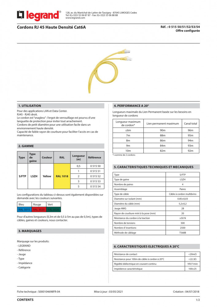 Legrand 051554 technical document page 1