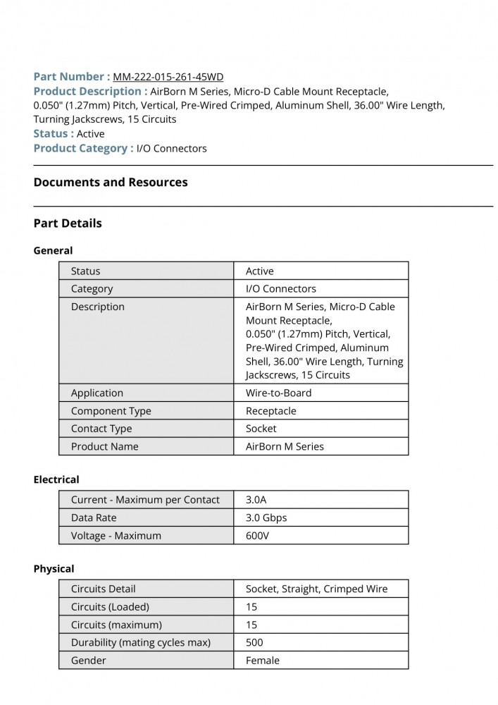 Product document image 1 for MM-222-015-261-45WD