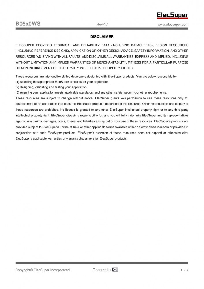 ElecSuper B0530WS datasheet page 4