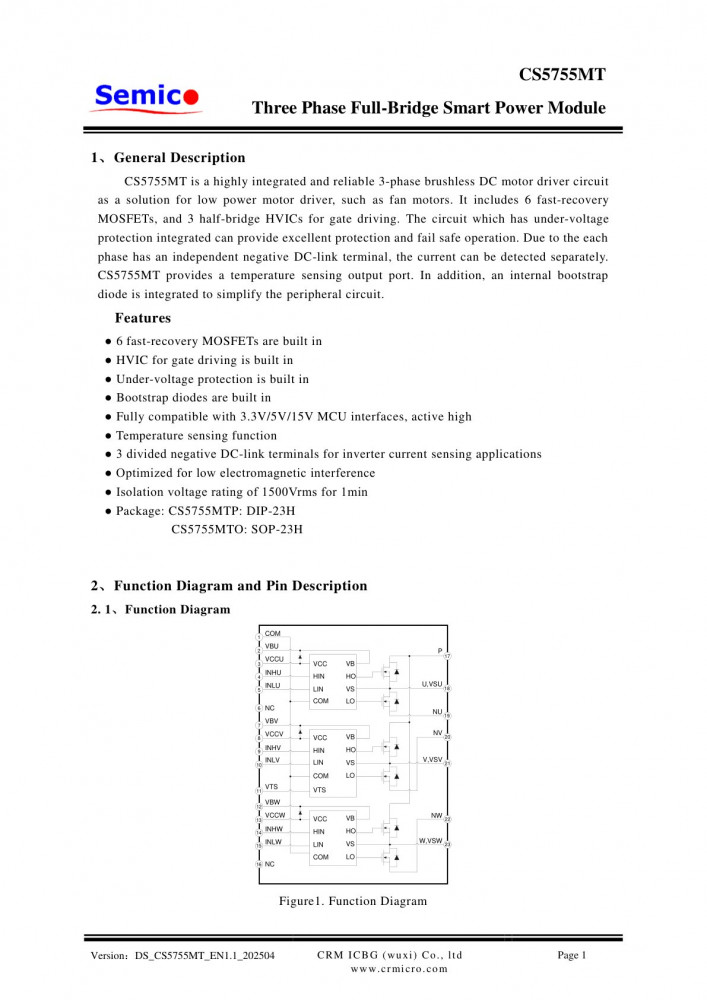 CS5755MTO datasheet page 1