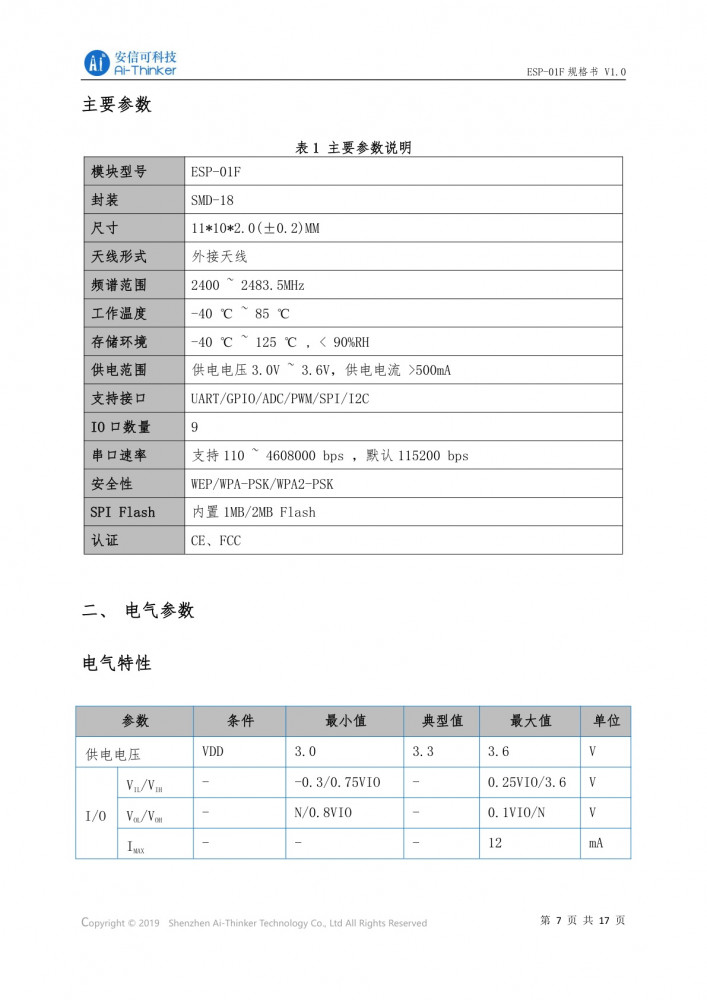 ESP-01F-2M datasheet page 7