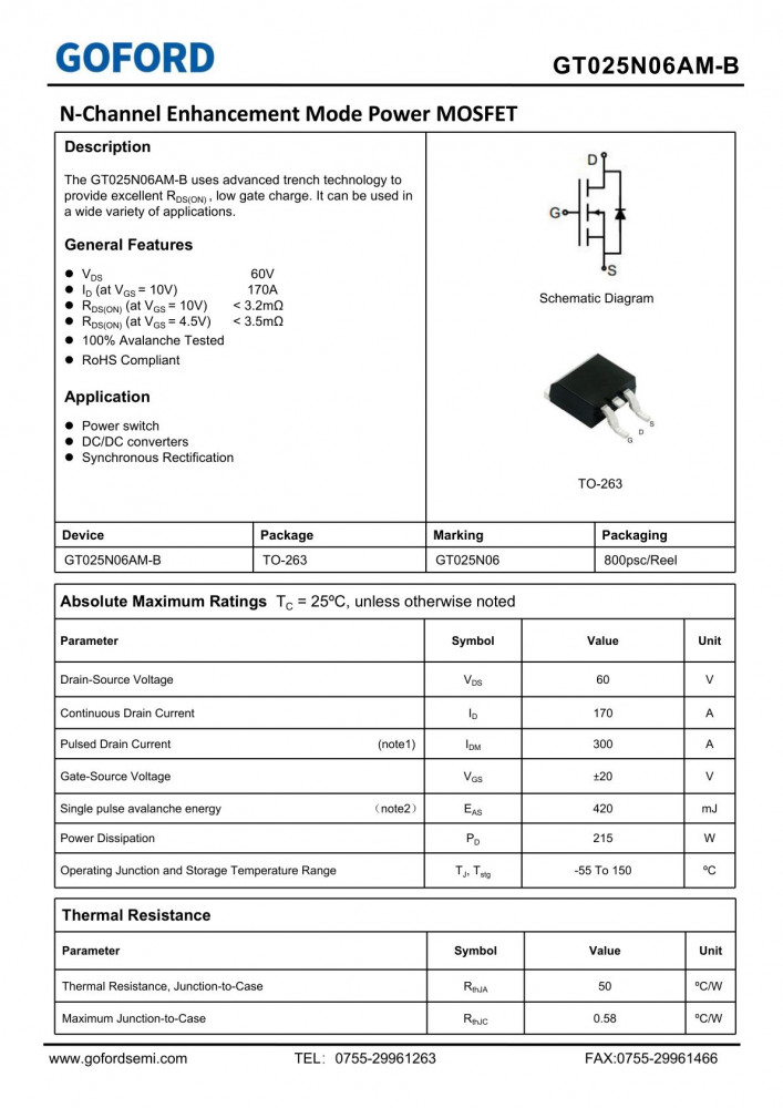 GT025N06AM-B datasheet page 1