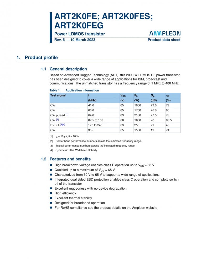 ART2K0FEU datasheet page 1