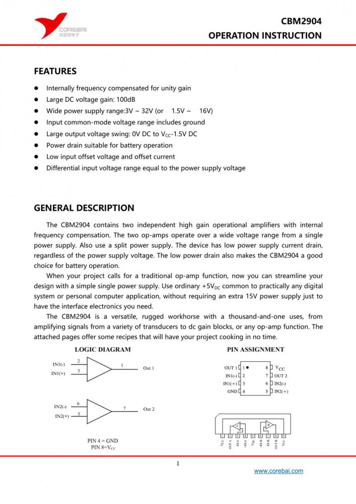 CBM2904AS8 datasheet page 1