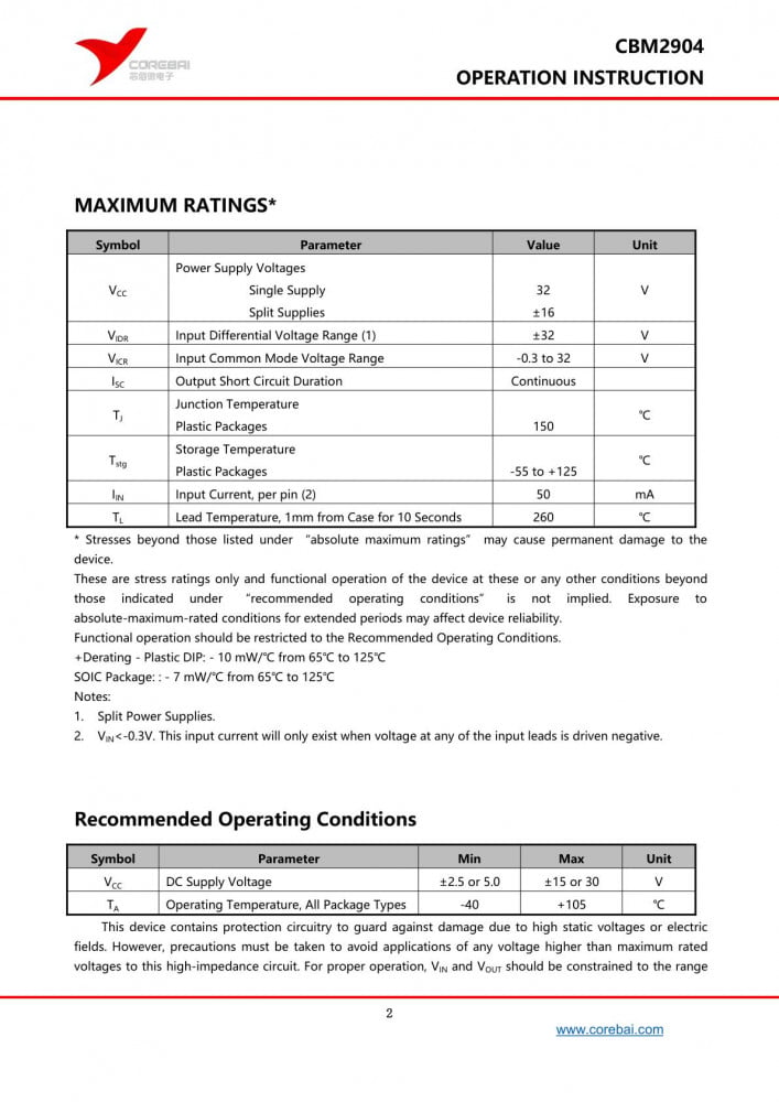CBM2904AS8 datasheet page 2