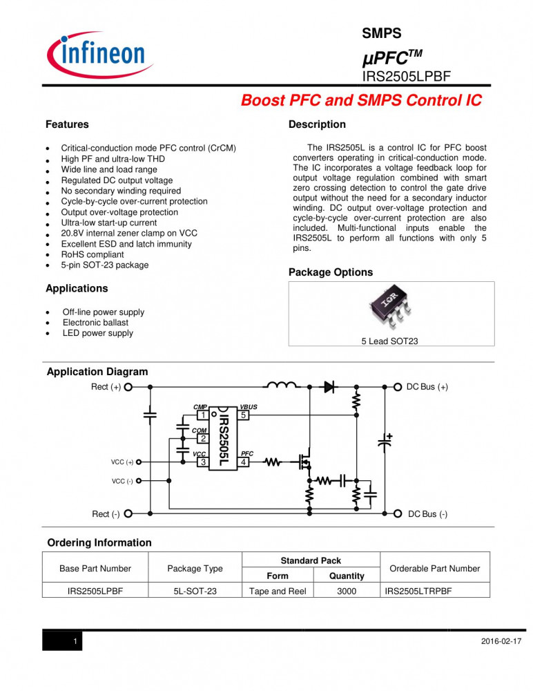 IRS2505LTRPBF datasheet page 1