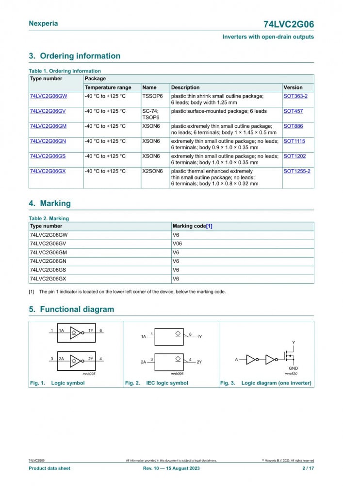 74LVC2G06GW,125 datasheet page 2