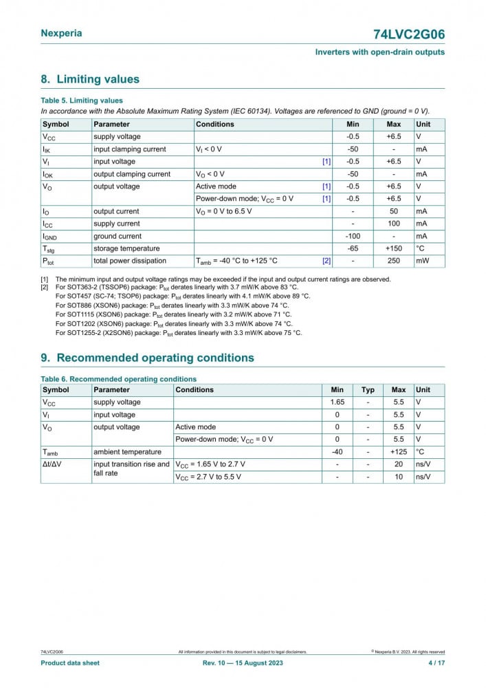 74LVC2G06GW,125 datasheet page 4