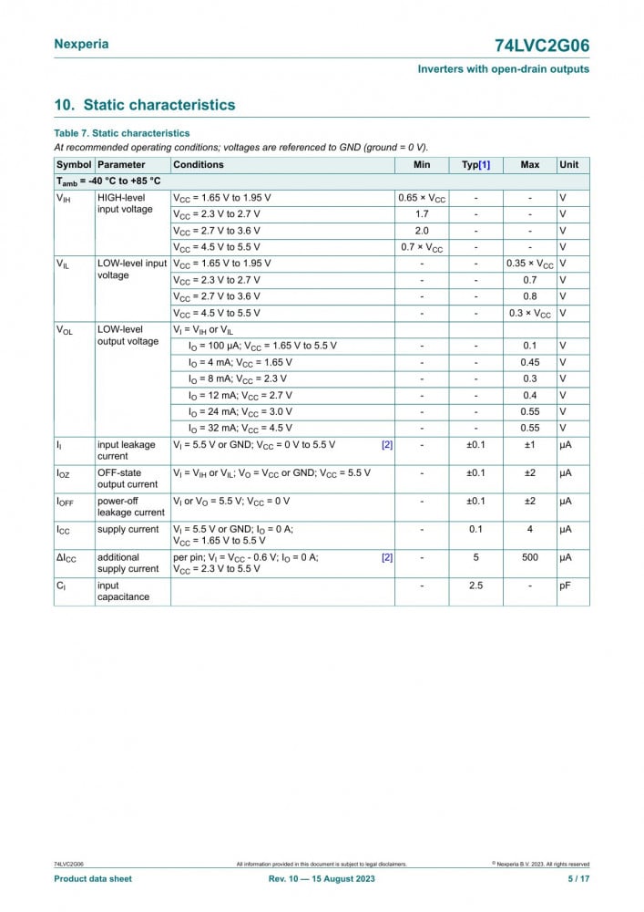 74LVC2G06GW,125 datasheet page 5