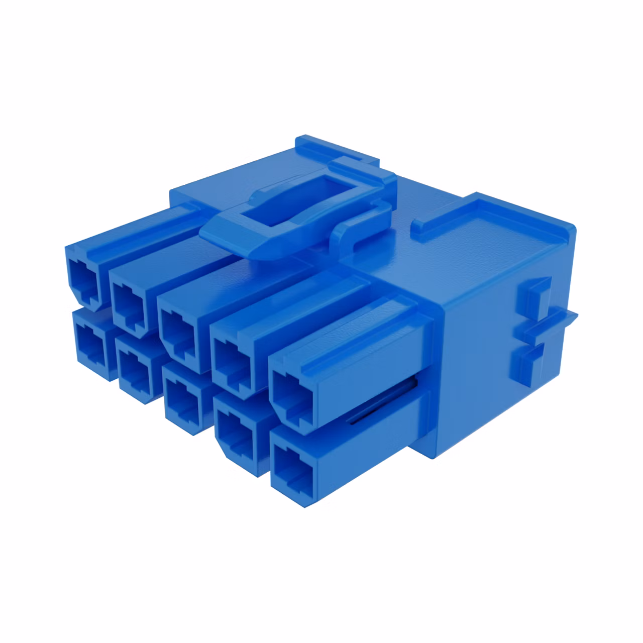 Mega-Fit ColorLock Tangless TPA-Capable Receptacle Housing, Dual Row, 10 Circuit, UL 94V-0, Glow-Wire Capable, Blue for sale