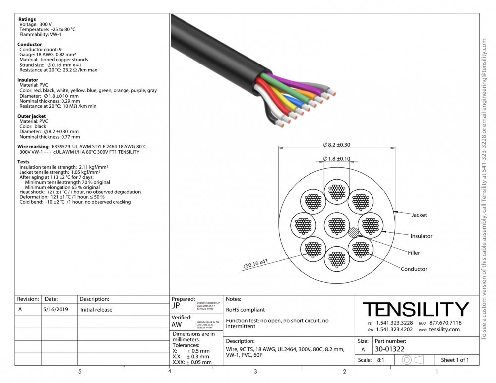 Tensility International 30-01322 product drawing