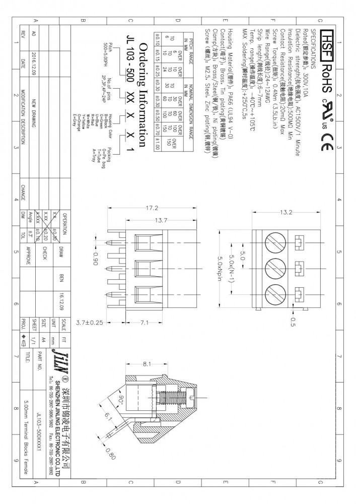 JILN JL103-50002G01 technical drawing and specification