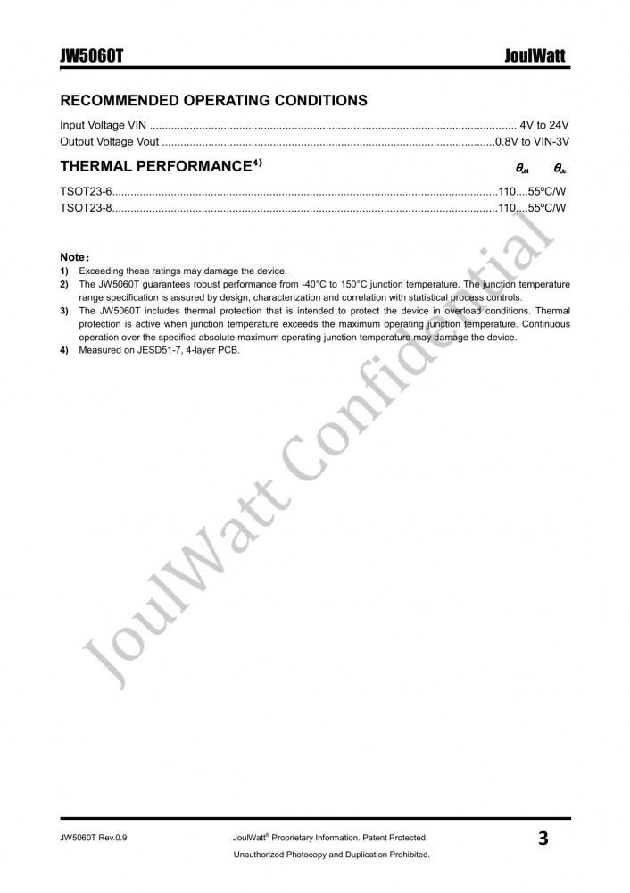 JW5060T datasheet page 3