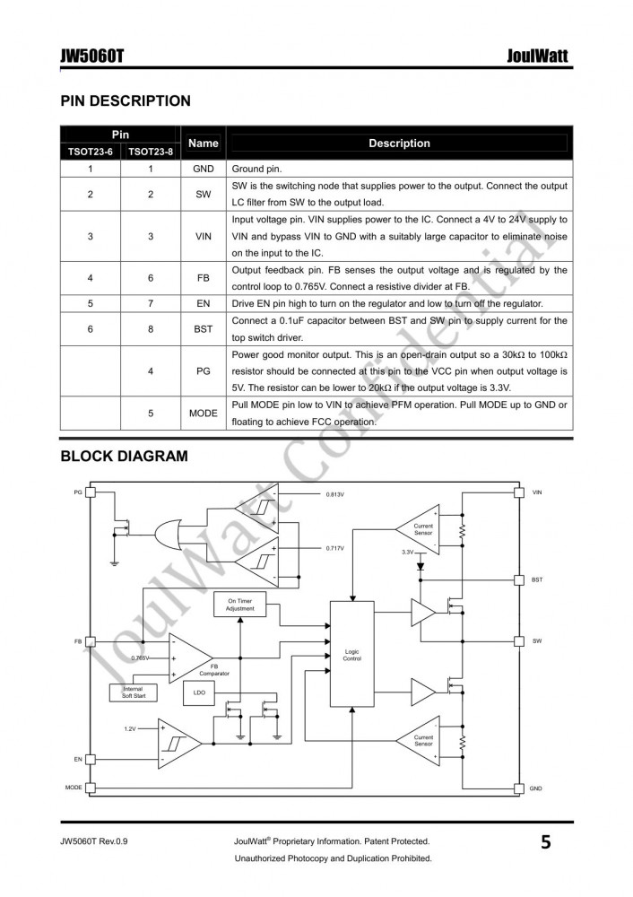 JW5060T datasheet page 5