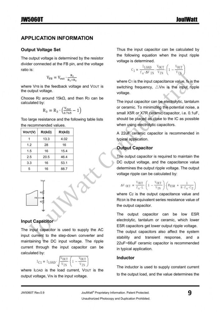 JW5060T datasheet page 9