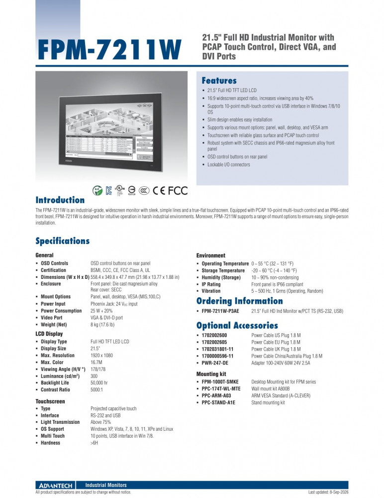 FPM-7211W product documentation page 1