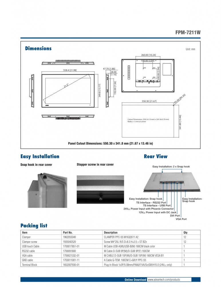 FPM-7211W product documentation page 2