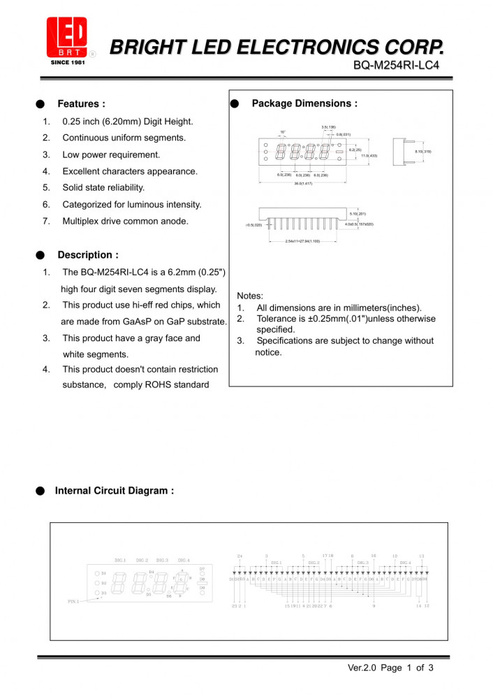 BQ-M254RI-LC4 product documentation, page 1