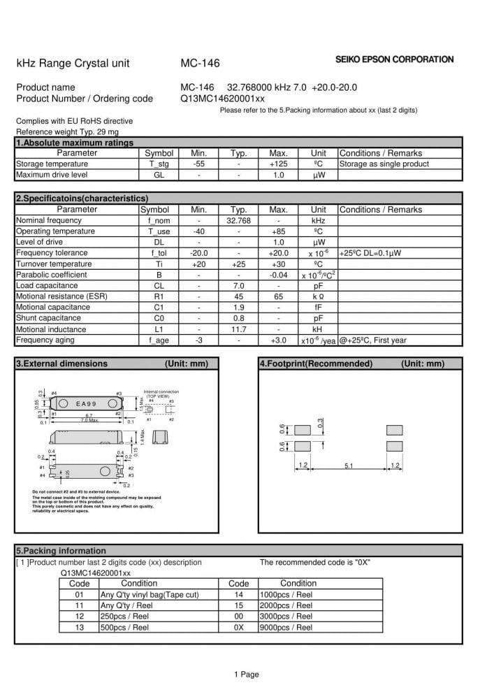 EPSON MC-146 datasheet page 1
