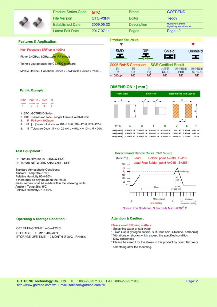 Gotrend technical document page 1