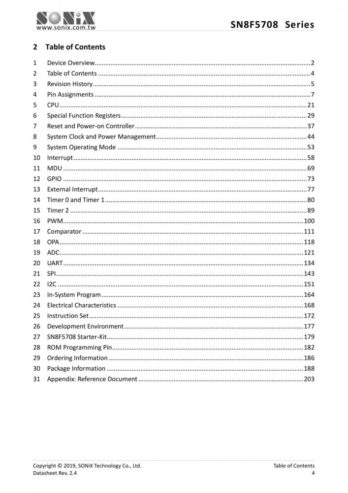 SN8F5708 datasheet page 4