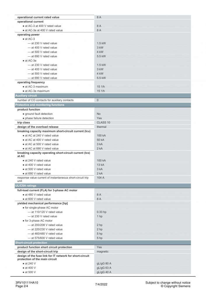 3RV1011-1HA10 technical document page 2