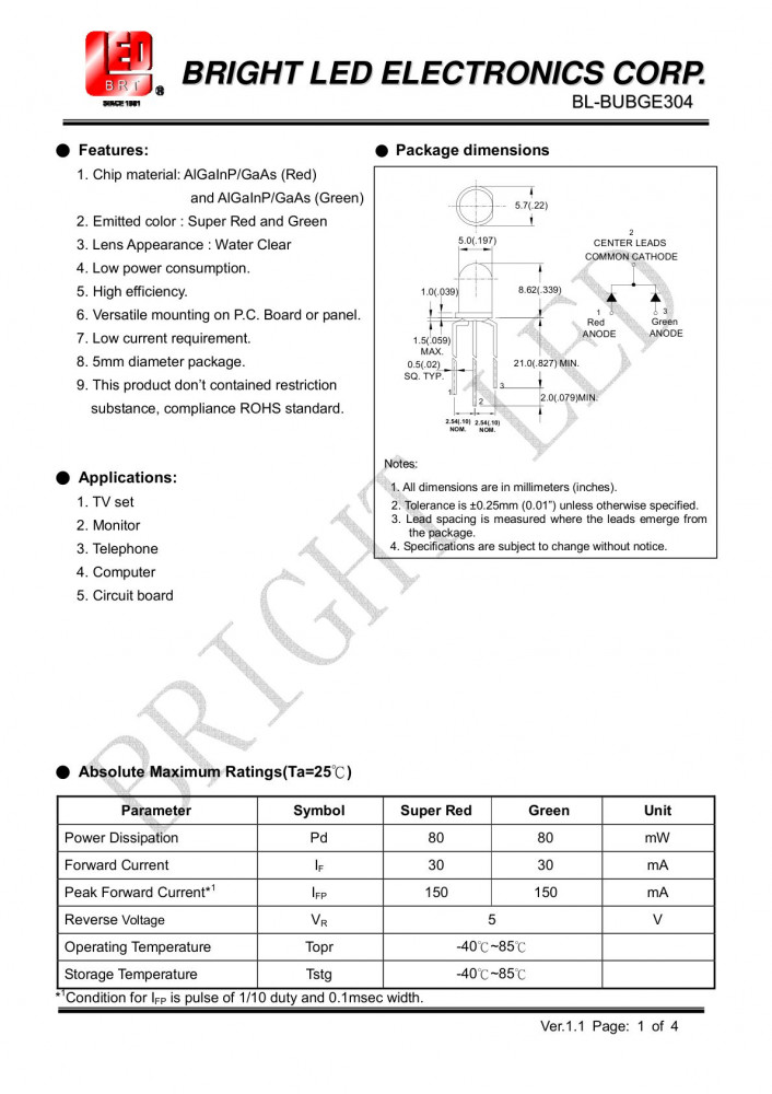 BL-BUBGE304 datasheet page 1