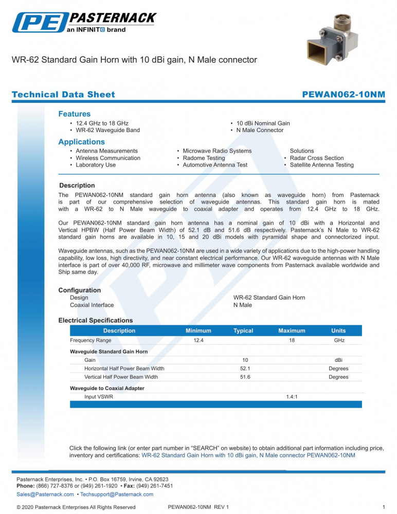 PEWAN062-10NM technical document page 1