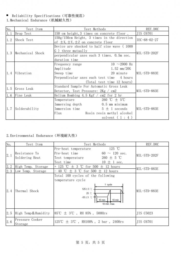 6HSC327C0312L specification page 5