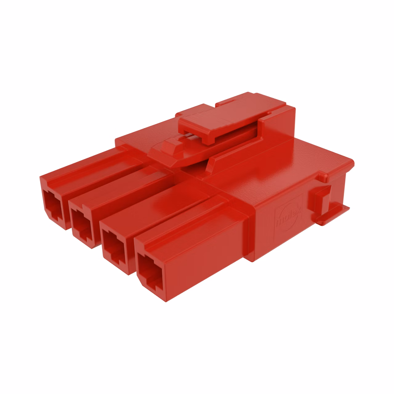 Mega-Fit ColorLock Tangless TPA-Capable Receptacle Housing, Single Row, 4 Circuit, UL 94V-0, Glow-Wire Capable, Red for sale