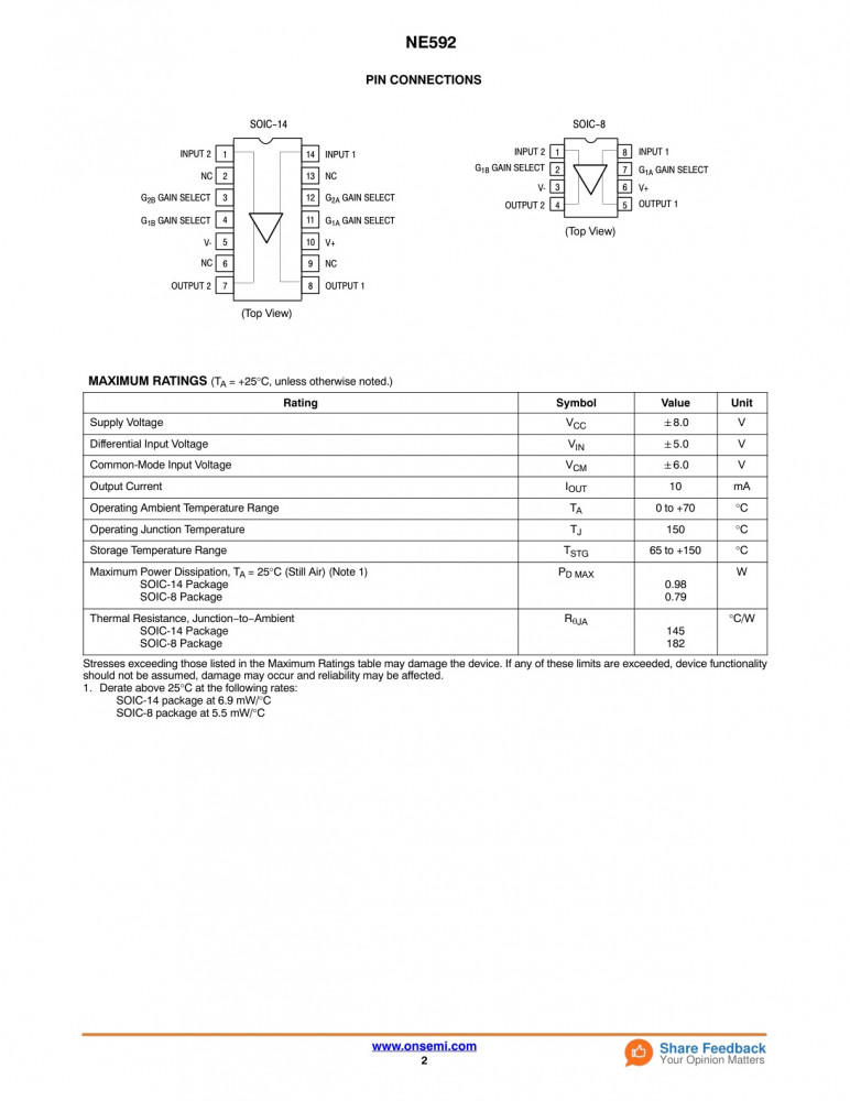 NE592 datasheet page 2